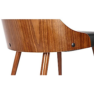 Armen Living Lily Dining Chair in Black Faux Leather and Walnut Wood Finish 20 x 31 x 23