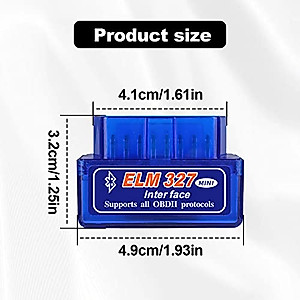 Mini ELM327 OBDII Car Auto Diagnostic Scanner, Car Professional Bluetooth Scan Tool and Code Reader for Android Windows