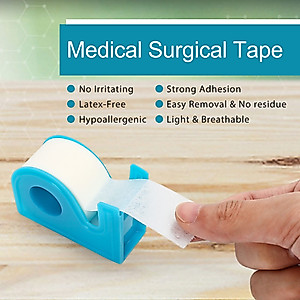 LotFancy Medical Tape,12Rolls 1inch x 10Yards, Surgical Paper Tapes, Wound First Aid Tape, 2 Dispensers Included