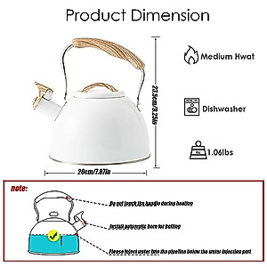 3L Whistling Tea Kettle Stainless Steel Teapot,Stainless Steel Cool Handle Tea Pot - Also for Gas Hob or Induction Heater▂20 * 23.5cm/7.78"*9.25"