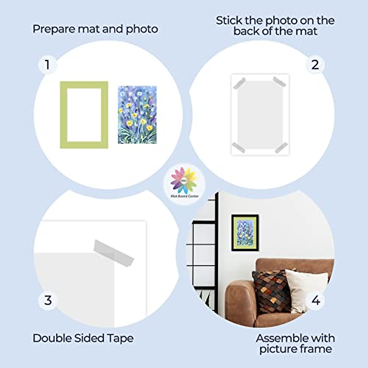 Mat Board Center, Bevel Cut, Acid Free, 4-ply Thickness, White Core Mats - for Pictures, Photos, Framing (Mixed, 5x7 Mats for 4x6 Pictures, 50-Packs)