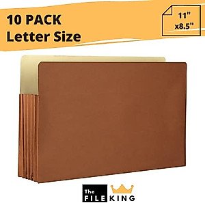 The File King Expanding Accordion File Folder | Letter Size | Box of 10 Redropes | 5.25” Expansion | Store and Organize Papers | Keep Records in One Place | Save Time Searching