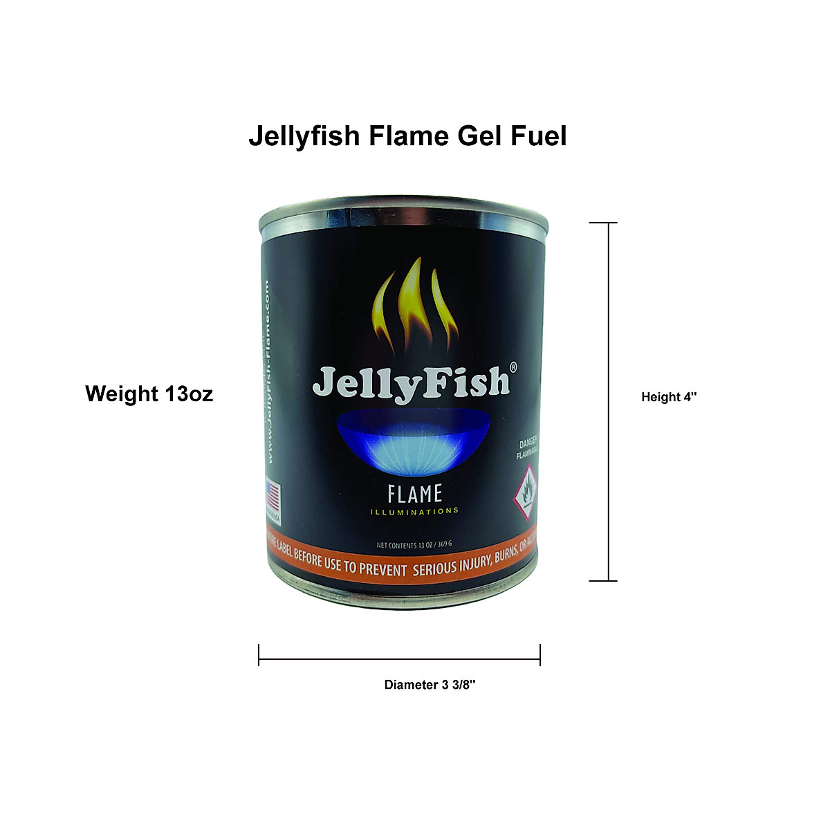 Real JellyFish Flame Premium Gel Fuel 4 Cans Indoor or Outdoor Made in USA 13oz