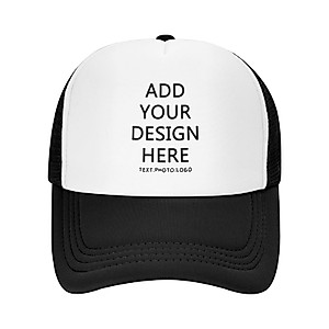 Custom Hat Design Your Own, Personalized Classic Hats for Men Women,Snapback Baseball Mesh Cap Dad for Outdoor Adjustable Black