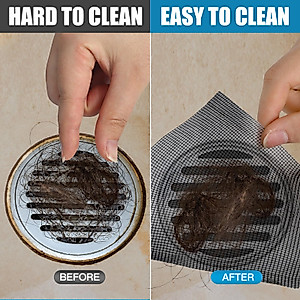 Leriton 4 Inch x 33 ft Disposable Shower Drain Hair Catcher Cutable Mesh Shower Drain Cover Stickers for Linear DIY Floor Drain Shower Drain Screen with Removal Tool for Bathroom Kitchen(1 Pack)