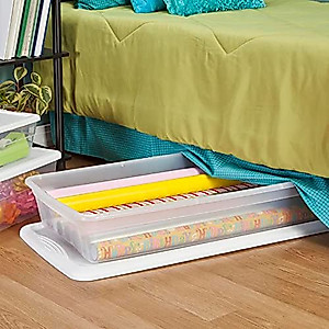 Sterilite 41 Quart Lightweight Plastic Clear Multipurpose Under Bed Storage Box Container Tote with Secure Snapping Lid for Home Organization, 12 Pack