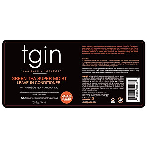 tgin Green Tea Super Moist Leave in Conditioner for Curly, Coily and Wavy Hair, with Argan Oil, Shea Butter and Green Tea, Moisturizes and Nourishes Dry Hair, 13 oz