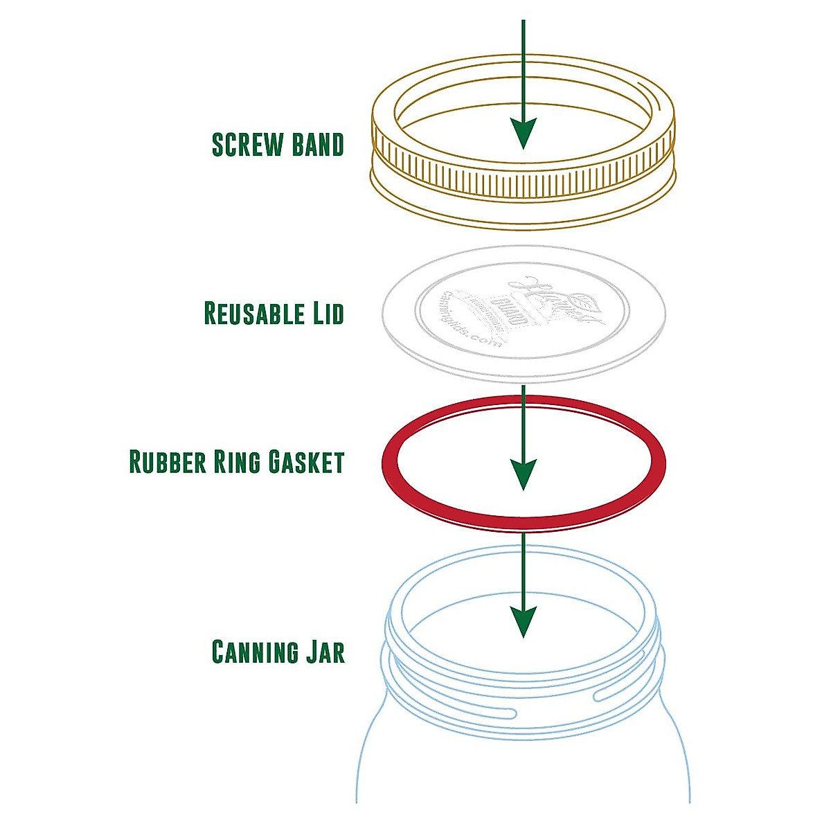 Harvest Guard Reusable Canning Lids - 100 Wide Mouth Replacement Gaskets