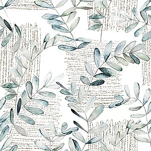STICKEEP Blue Leaf Floral Peel and Stick Wallpaper Modern Floral Contact Paper Self Adhesive Geometric Leaf Wallpaper for Bedroom Walls Bathroom Laundry Room Cabinets Removable Wallpaper 24"x118"