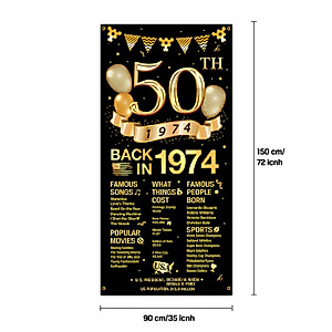 MiCa Direct 50th Birthday Door Cover Banner Decorations, Black Gold Happy 50th Birthday Door Cover Party Supplies, Large Fifty Year Old Birthday Poster Backdrop Sign Decor