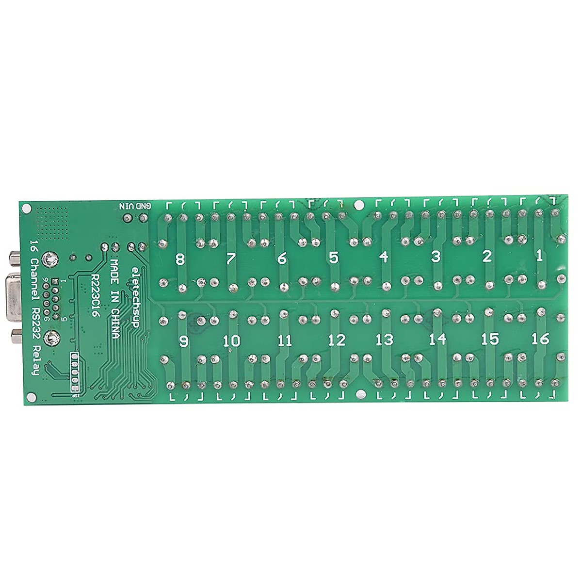 Jeanoko RS232 DB9 Female Interface 16-Channel Relay Board Serial Port Smart Module 8 Working Modes Relay Module for Automation Control
