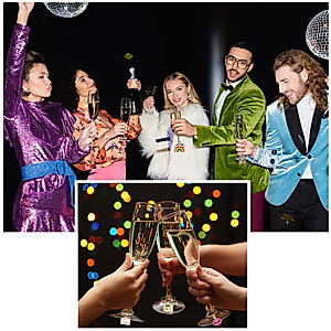 18 Pcs Wine Glass Charms Set 80's Vintage Markers Wine Glass Rings Tag Identification with Buckle and Drawstring Bag for Stem Glasses, Bachelorette Party, Wine Tasting Party Favors Decorations