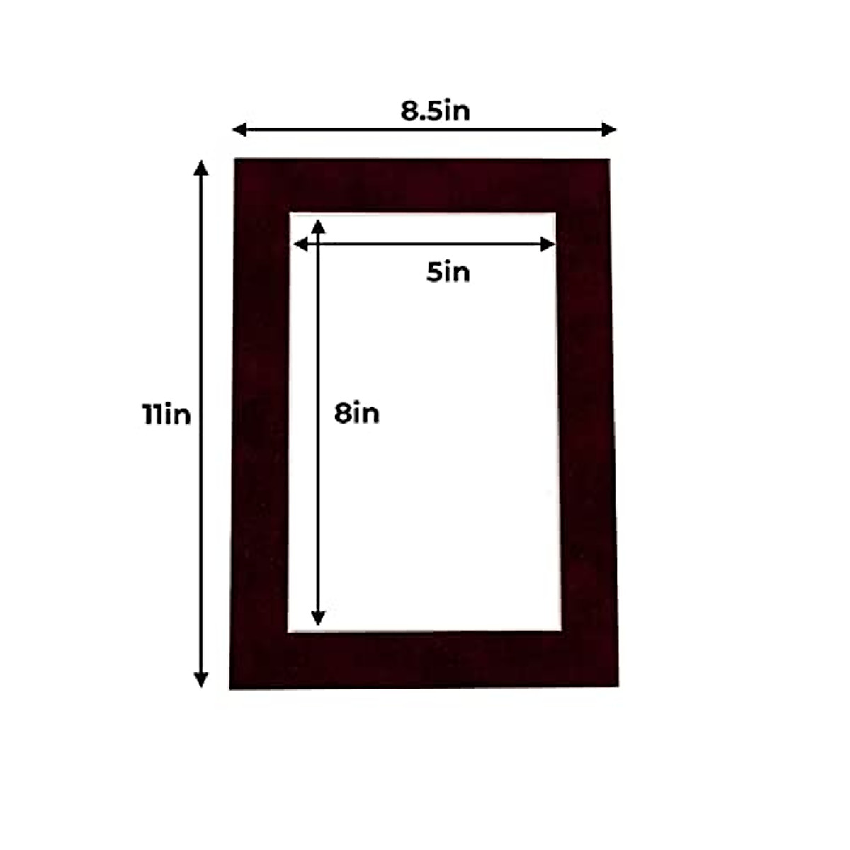 8.5x11 Mat for 5.5x8.5 Photo - Precut Dark Red Suede Picture Matboard for Frames Measuring 8.5 x 11 Inches - Bevel Cut Matte to Display Art Measuring 5.5 x 8.5 Inches - Acid Free ONE MAT