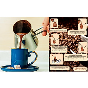 Copperloom Quality Turkish Coffee Pot - Cezve - Turkish Coffee Maker, Arabic Coffee Pot, Briki Greek Coffee Pot, Greek Briki, Ibrik (15oz)
