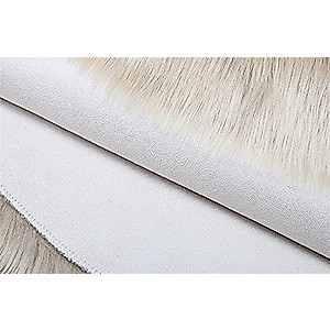 Lifup Soft Fluffy Faux Fur Cover for Chair Couch Sofa Table Floor, Plush Faux Sheepskin Area Rug for Bedroom Living Room Khaki 15.7"x 19.7" 40x50cm