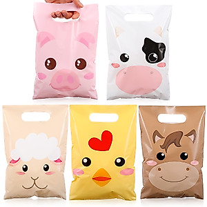 Blosssound 120 Pcs Farm Party Gift Bags Farm Birthday Favor Bags Farm Themed Candy Bags Farm Animal Goodie Bags for Boys Girls Farm Theme Birthday Baby Shower Party Supplies Decorations (Farm Animal)