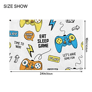 DOMIKING Joysticks Game Bathroom Rugs Absorbent Non-Slip U Shaped Toilet Rugs Mat Runner for Under The Sink Rain Showers 20x24in