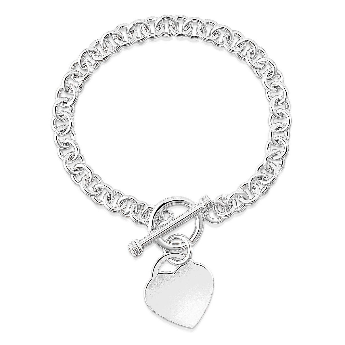 Savlano 14K Gold Plated Toggle Heart Charm Bracelet -7.5” inch Rolo Chain Bracelet Comes With Gift Box for Women (W)