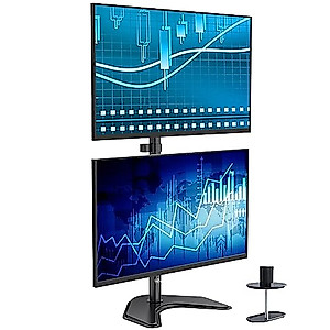 WALI Stacked Monitor Mount，Vertical Dual Monitor Stand 2 Screens up to 27 Inch Dual Vertical Monitor Mount LCD LED Flat Screen TV,Free-Standing Dual Monitor Mount for Desk (MF002XLS), Black