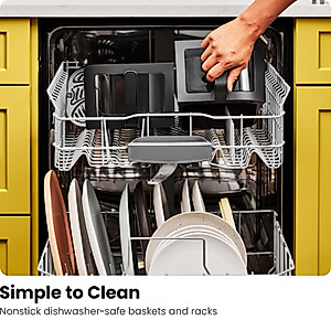 CHEFMAN 6 Quart Dual Basket Air Fryer Oven with Easy View Windows, Sync Finish, Hi-Fry, Auto Shutoff, 2 Independent 3Qt Nonstick Dishwasher Safe Frying Baskets, Digital Double Air Fryer - Black