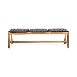 Christopher Knight Home Bonnie Outdoor 3 Seater Wicker Bench, Teak and Brown