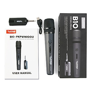 The Platinum Wireless Microphone, UHF Handheld Dynamic Multipurpose Microphone with Volume Control and Rechargeable Receiver, Karaoke Mic for Speaker, Party, Church, Meeting, Wedding