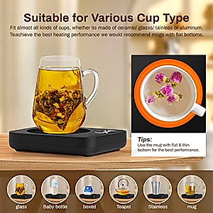 Misby Mug Warmer, Upgrade Coffee Warmer for Desk with 3 Temperature Settings, Fast Heating Cup Warmer 12 Timer, 4H Auto Shut Off, Gravity Sensor, Keep Best Temp for Tea,Beverage,Milk -Black