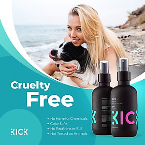 Kick Shampoo +Conditioner +Sea Salt Spray-Style Essentials Bundle High Performance Anti-Dandruff Cleansing/Conditioning for Thinning Hair, Natural Texturizing Spray for Volume-For Men & Women