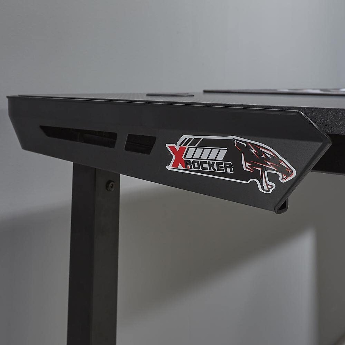 X Rocker Panther XL Left Corner Gaming Desk with Free Large Mousepad Included, Ultra Wide Left-Hand Corner Computer Table, Grey Carbon Fibre Effect and Cable Management