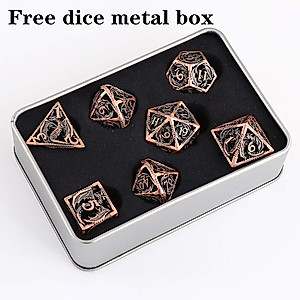 Hollow Metal dice DND Dragon Pattern for DND Games RPG Explorer Barbarian World and Table Games DND Dungeons & Dragons RPG