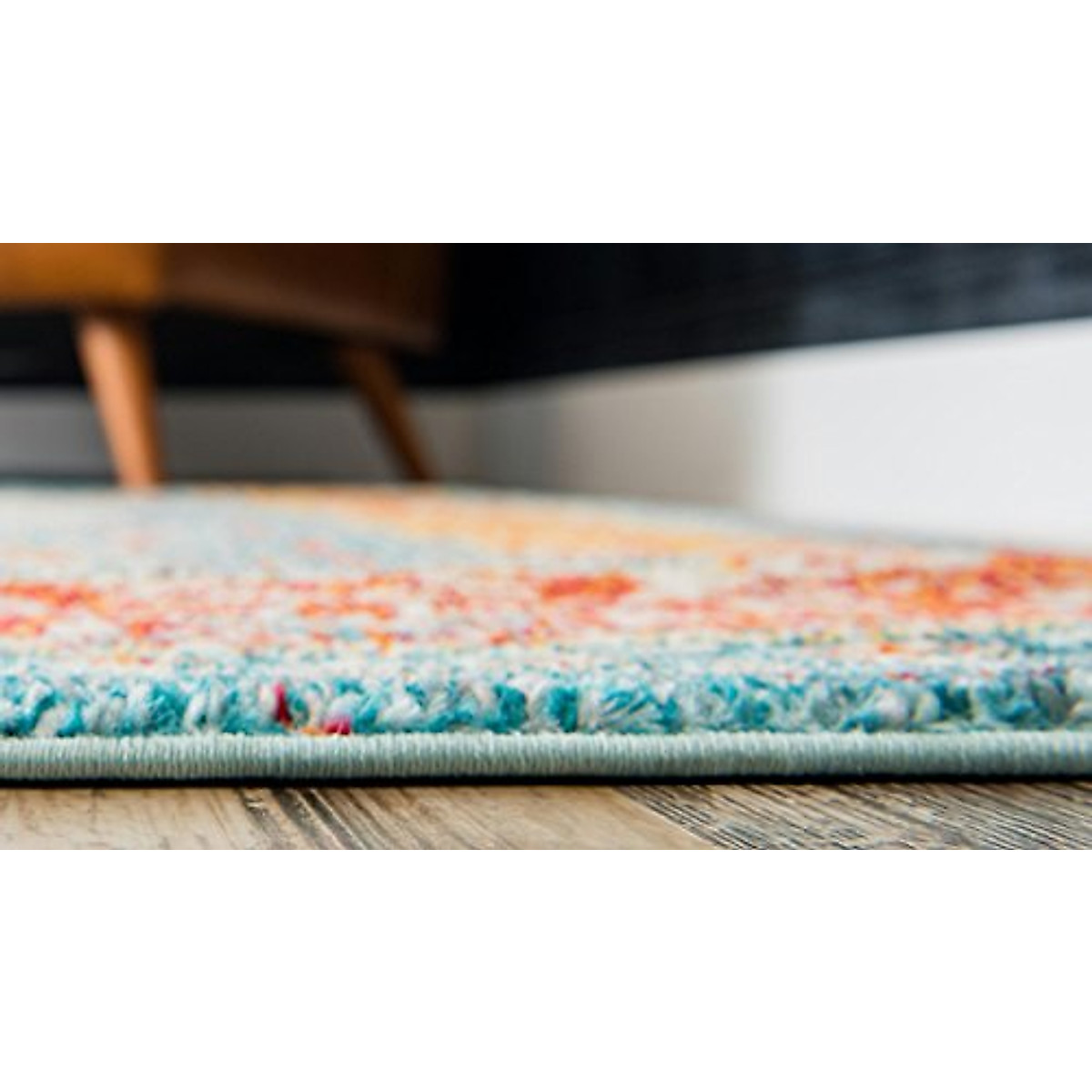 Unique Loom Vita Collection Bright Over-Dyed Traditional Vintage Area Rug, 8 ft x 10 ft, Blue/Orange