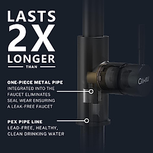 GIMILI Black Kitchen Faucet with Pull Down Sprayer Commercial Single Handle Lever Spring Kitchen Sink Faucet