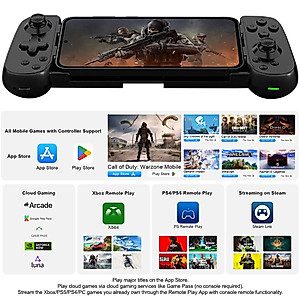 Joso Phone Controller for iPhone/Android/PC, D6 Wireless Game Controller for Switch/PS3/PS4 with Hall Joystick/Turbo/6-Axis Gyro/Dual Motor, iOS Android Controller Support Cloud Gaming/Remote Play