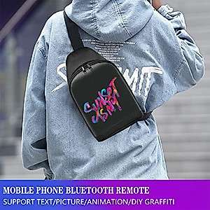 GIFR MOVERS LED Diagonal Backpack, DIY Full-Color Screen With Bluetooth Connection App To Control The Screen Display、Unisex、Outdoor、Advertising And Travel Strap Bag