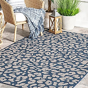 nuLOOM Terenia Leopard Indoor/Outdoor Area Rug, 8' x 10', Blue