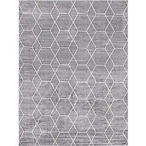 Unique Loom Trellis Frieze Collection Area Rug - Geometric (10' x 13', Light Gray/ Ivory)
