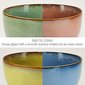 MAIA Dinnerware Sets Plates and Bowls Sets 30 Ounce Mixing Bowls Ramen Bowl Set 6 Inch Soup Bowls Serving Bowls Ceramic Fruit Bowl Set Of 4 for Pasta Salad Cereal Kitchen