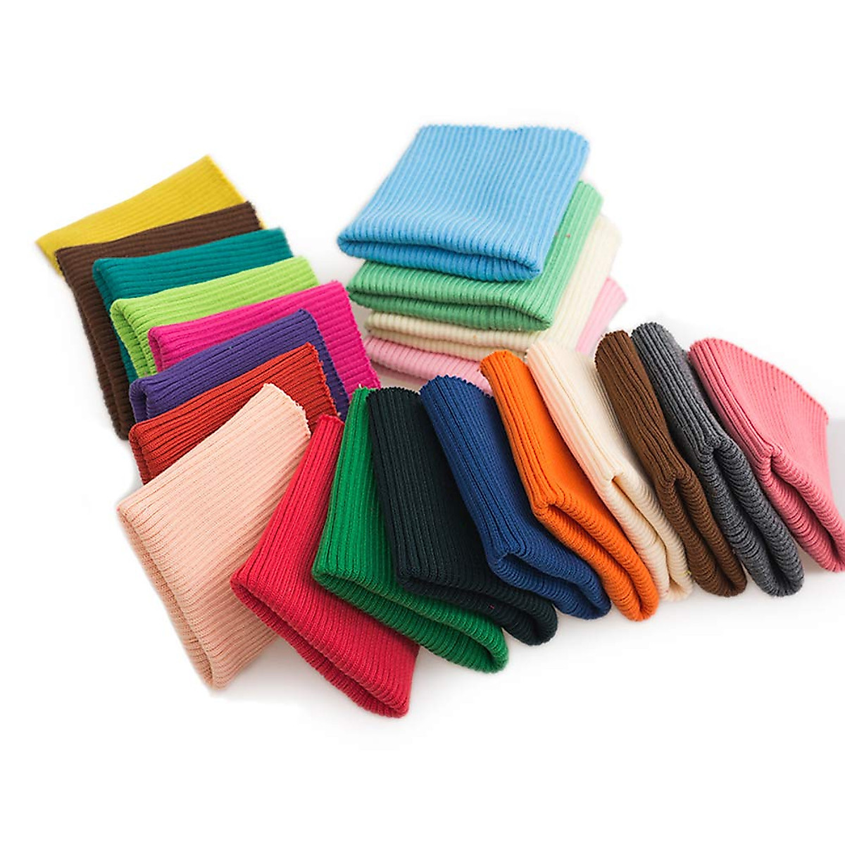 Tong Gu Leg Opening Cuffs Ribbed Trims Fabric Knitted Rib Stretch Tape Tubular Rib Cuffing Replacement DIY, 35 Colours (1 Pair, Black)