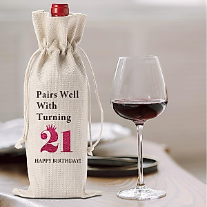 FBCCZEY Funny 21st Birthday Gifts for Her Him Birthday Gifts for 21 Year Old Women Men Wine Bag Happy Anniversary 21st Birthday Party Supplies Decorations for Her Him Son Friends Wine Bags