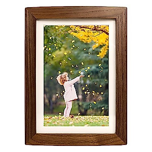 H-A 8x10 Picture Frames with Mat, Rustic Natural Wood Photo Frame for Tabletop (1 pcs)