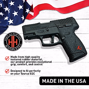 Handleitgrips Gun Grip Tape Compatible with Taurus G2C | Black Textured Rubber Pistol Grip Tape with Red Insert | Gun Accessories | Veteran Owned