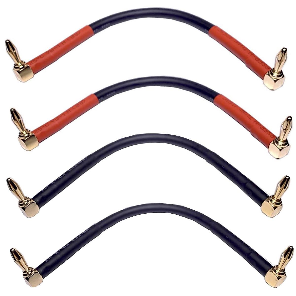 CESS-138-6i Right Angle Banana Plug Jumper Cable, Speaker Jumpers, (90 to 90, 6-INCH)