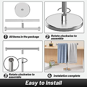 VEHHE Hand Towel Holder Stand - Stainless Steel Hand Towel Stand with Suction Cups, Countertop Free Standing Hand Towel Holder for Bathroom, Kitchen or Vanity