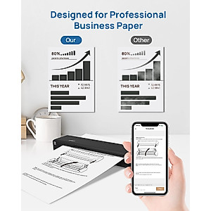 Portable Printer, POLONO MT800 2.0 Wireless Bluetooth Thermal Printer, Support 8.5" X 11" US Letter, Compatible with Android and iOS, Mobile Thermal Transfer Printer for Travel, Mobile Office and Home