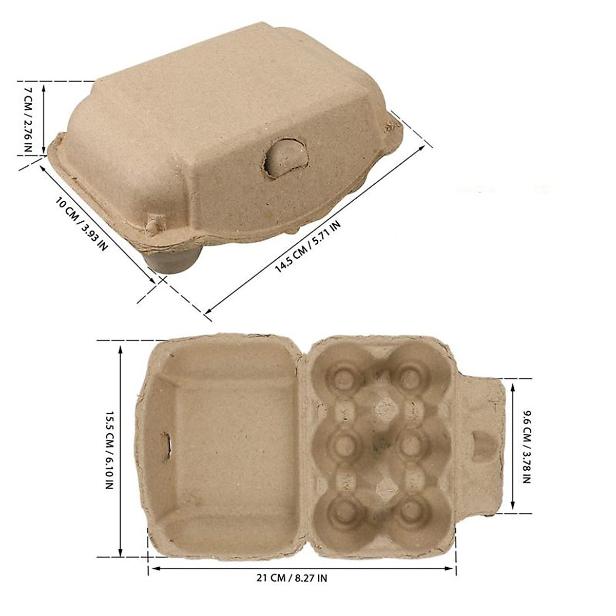 RICHERI 30 Pieces Brown Natural Material Empty Egg Cartons, Each Holds 6 Eggs Egg Baskets For Home, Farm, Market, Camping, Picnic, Travel