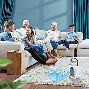 Personal Air Conditioner Fan, Small Air Conditioner Fan, Portable Air Cooler Mini Air Conditioner Fan with 3 Wind Speed, Evaporative Air Humidifier, Desktop Cooling Fan with LED Light for Office, Home