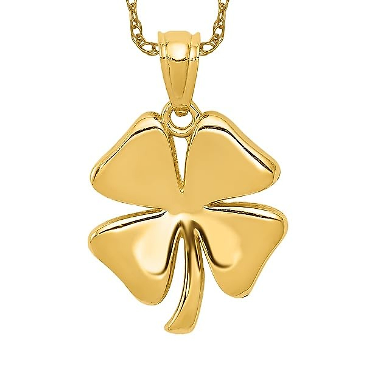 IceCarats 14K Yellow Gold 4 Leaf Lucky Clover Shamrock Flower Necklace Heart Claddagh Celtic Charm Pendant Irish Jewelry Only