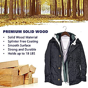 Amber Home Solid Wood Suit Coat Hangers 30 Pack, Smooth Retro Finish Wooden Dress Hangers with Non Slip Pant Bar, Clothes Hangers with 360 Swivel Hook & Notches for Jacket, Pant, Shirt (Retro, 30)