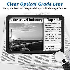 Magnifying Glass with Light 5X Magnifying Glass for Reading Handheld Folding Magnifier 48 Lights Full Page Viewing Area Perfect for Macular Degeneration Low Vision Person Gifts for Seniors Reading