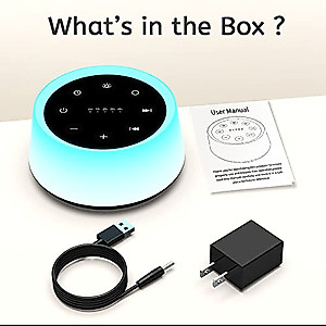 ColorsNoise Sound Machine and White Noise Machine with 30 Soothing Sounds with 12 Colors Baby Night Light with Memory Function (T-Black)